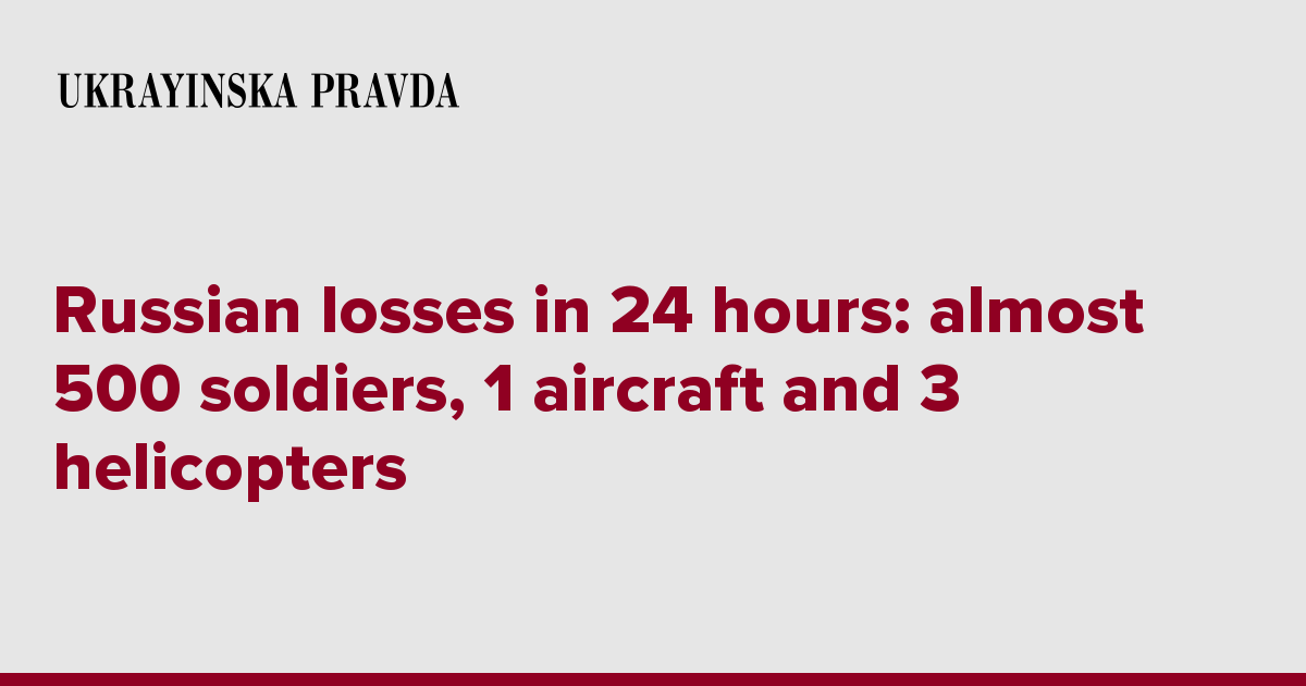 Russian losses in 24 hours: almost 500 soldiers, 1 aircraft and 3 ...